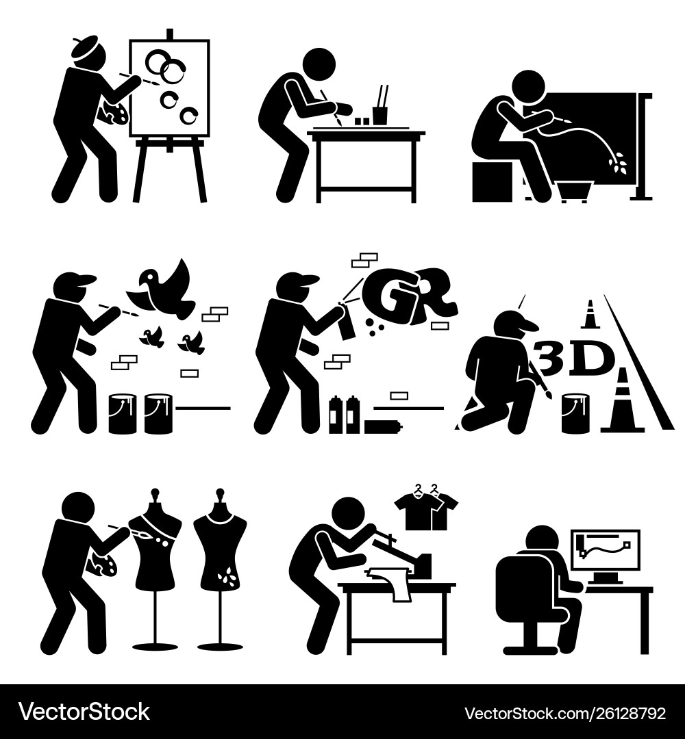 Painter street artist graphic designer drawing Vector Image