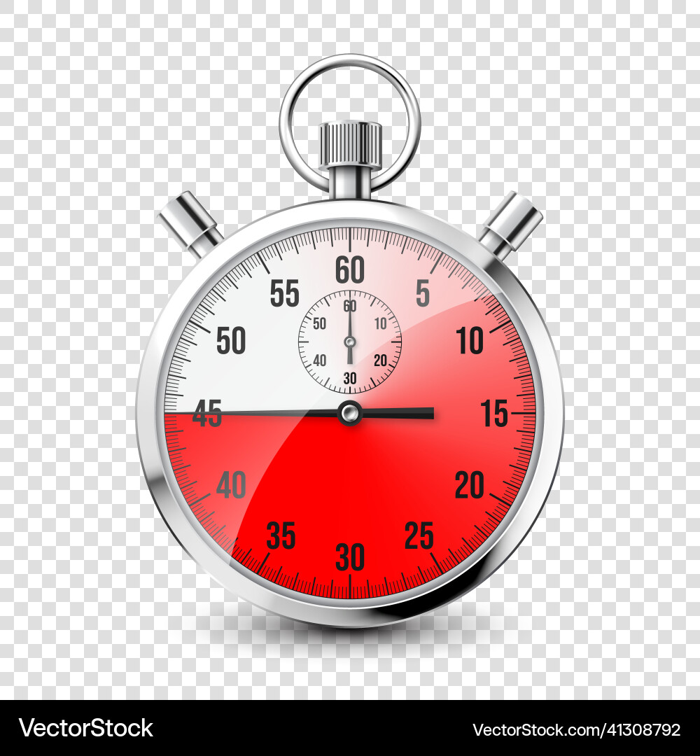 Realistic classic stopwatch icon shiny metal Vector Image