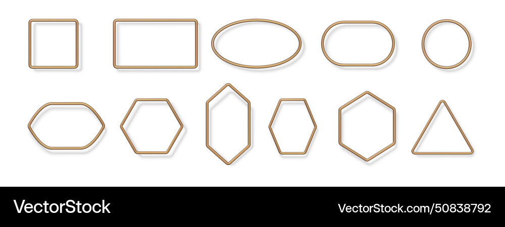 Realistic gold line frames with copy space Vector Image