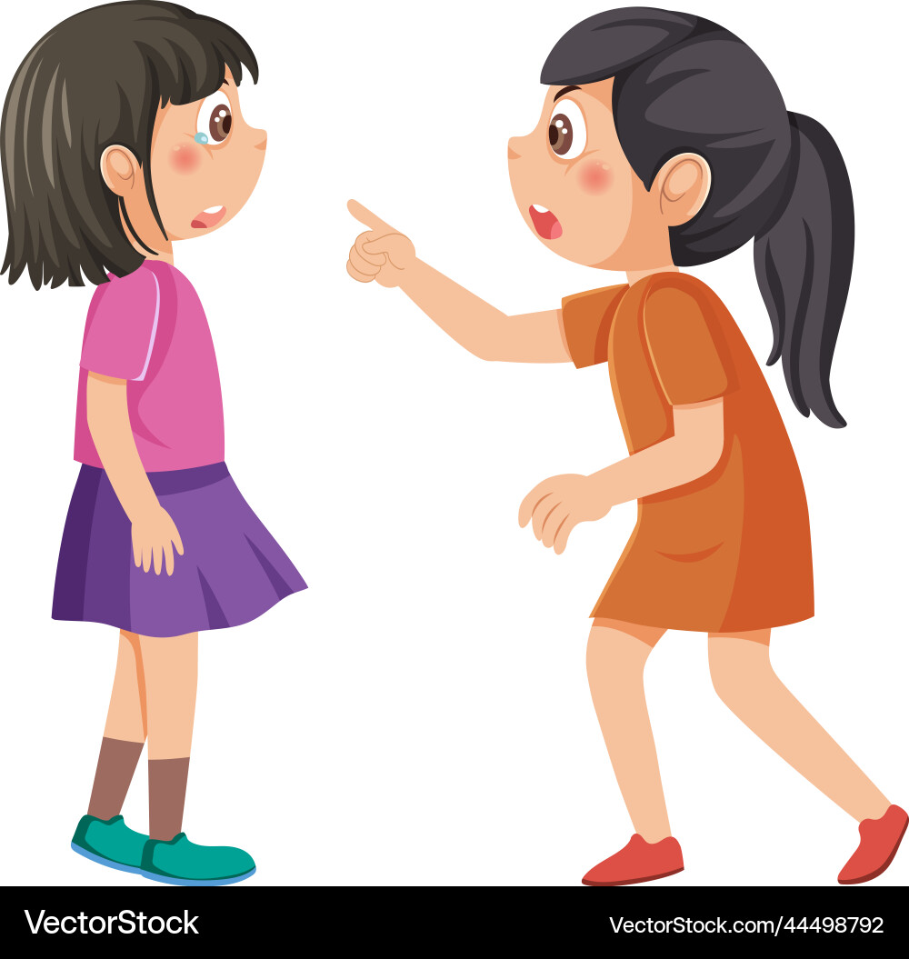 Two girls arguing cartoon character Royalty Free Vector