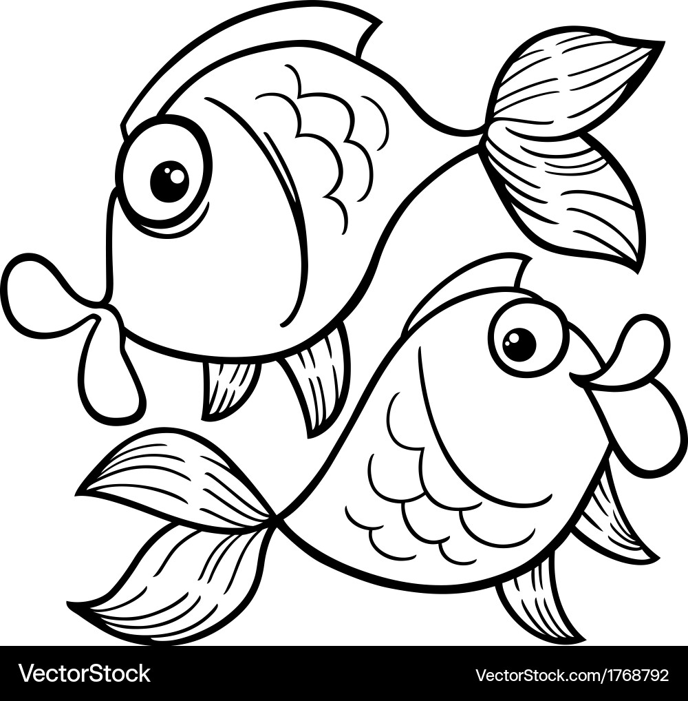 Zodiac pisces or fish coloring page Royalty Free Vector