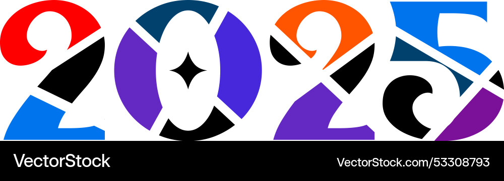 2025 with classic handwritten numbers design for Vector Image