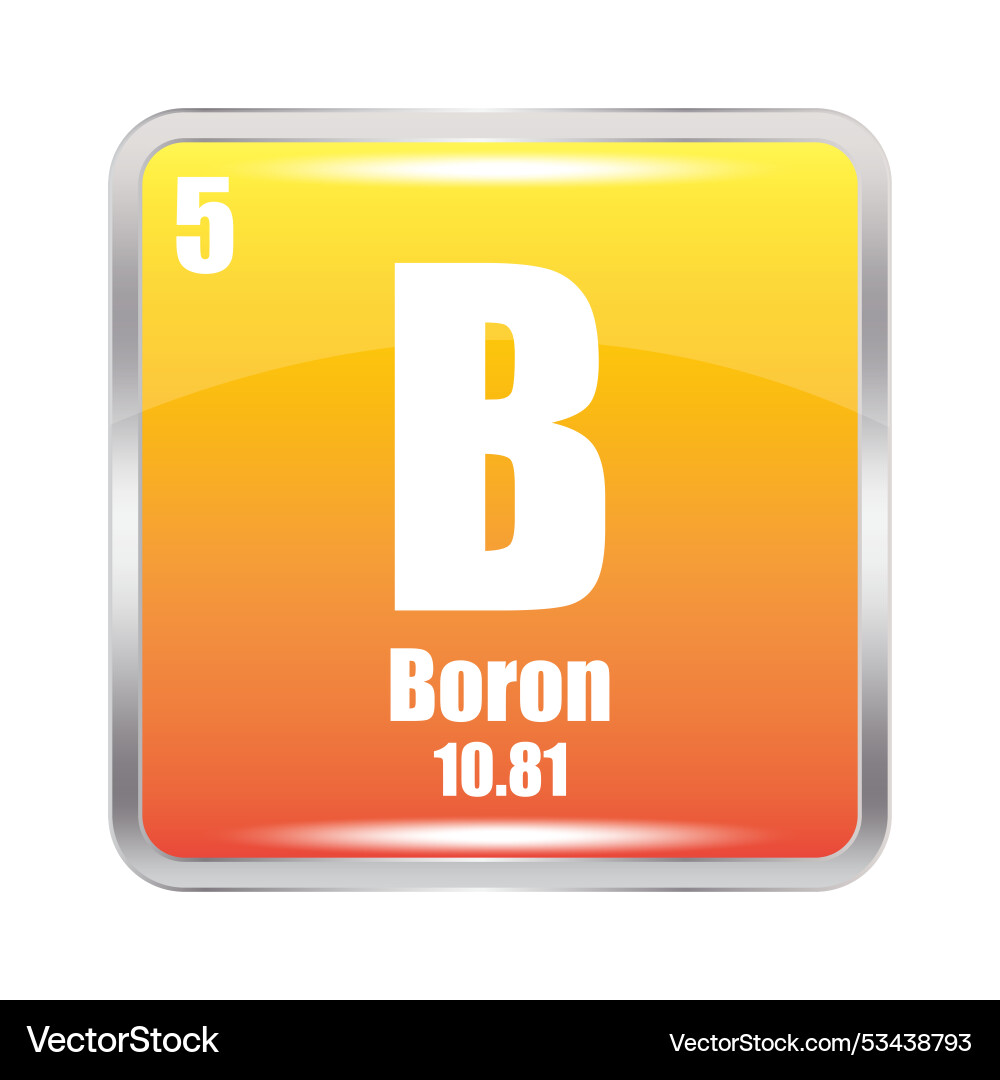 Boron element icon atomic number five periodic Vector Image