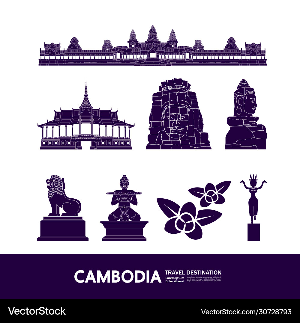 Cambodia travel destination Royalty Free Vector Image