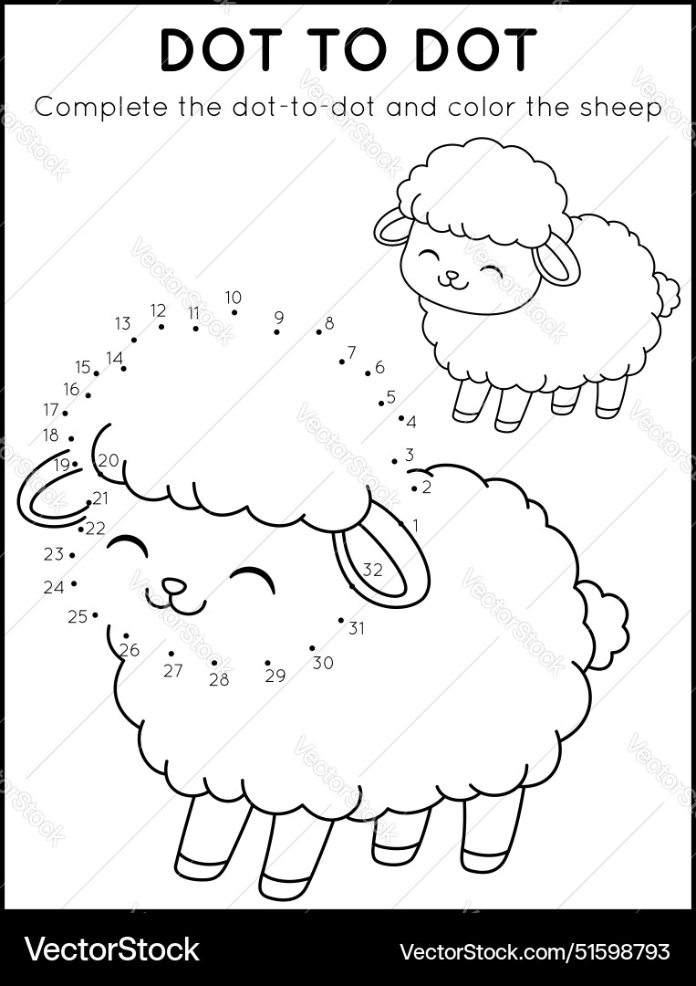 Dot Sheep Chinese Kids Year Dots Activityvillage Animals Pages Colouring Shepherd Coloring Farm ...