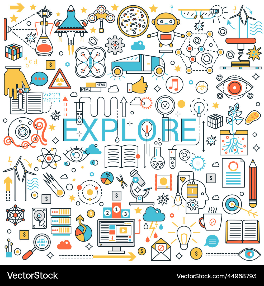 Explore and discover the world Royalty Free Vector Image