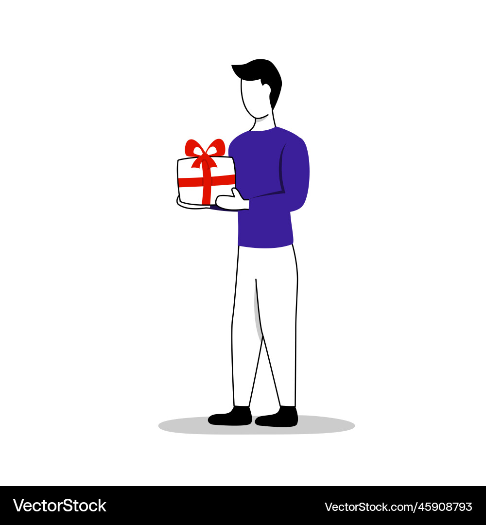 Man standing with gift box Royalty Free Vector Image