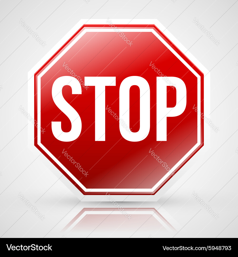 Red Stop Sign with Reflection Royalty Free Vector Image