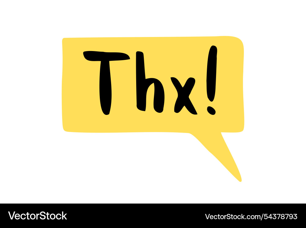 Thx speech bubble yellow bright icon thank you Vector Image