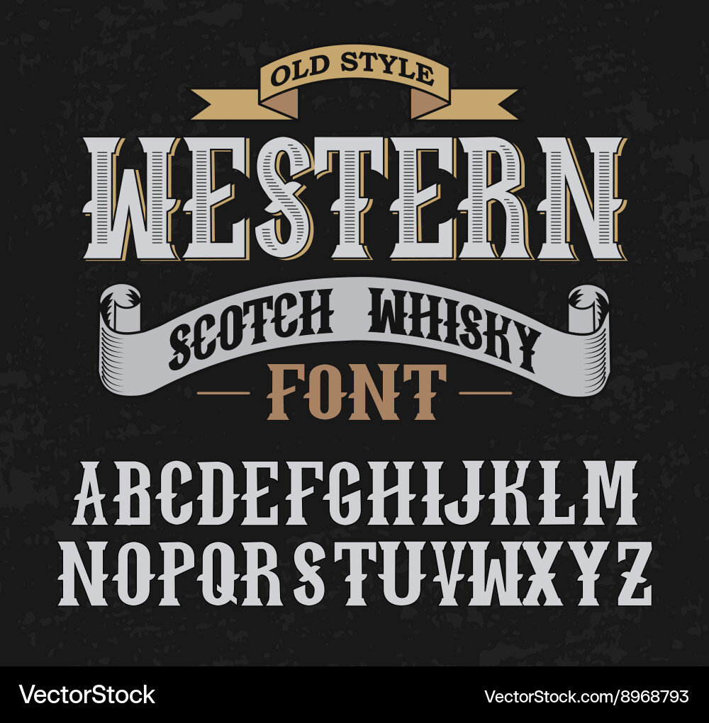 Western label font with decoration design Vector Image