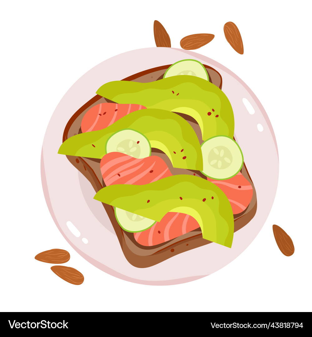 Delicious healthy breakfast plate with smoked Vector Image