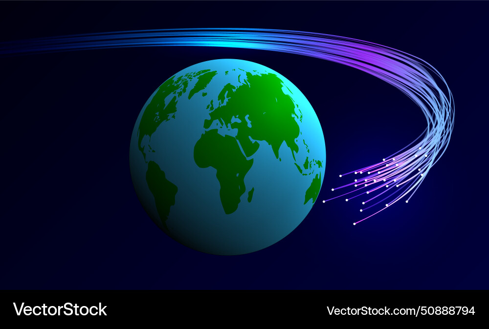Earth and optical fiber Royalty Free Vector Image