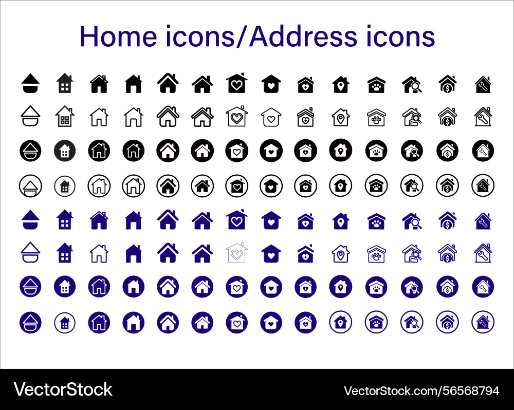 Icons set home address Royalty Free Vector Image