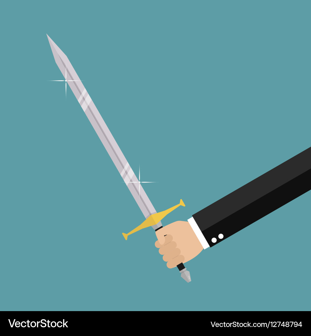 Man holding sword Royalty Free Vector Image - VectorStock