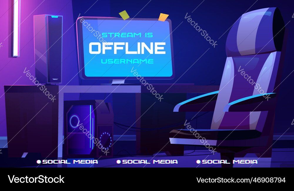 Offline Stream Tapete Banner Design für Gamer Vektorbild