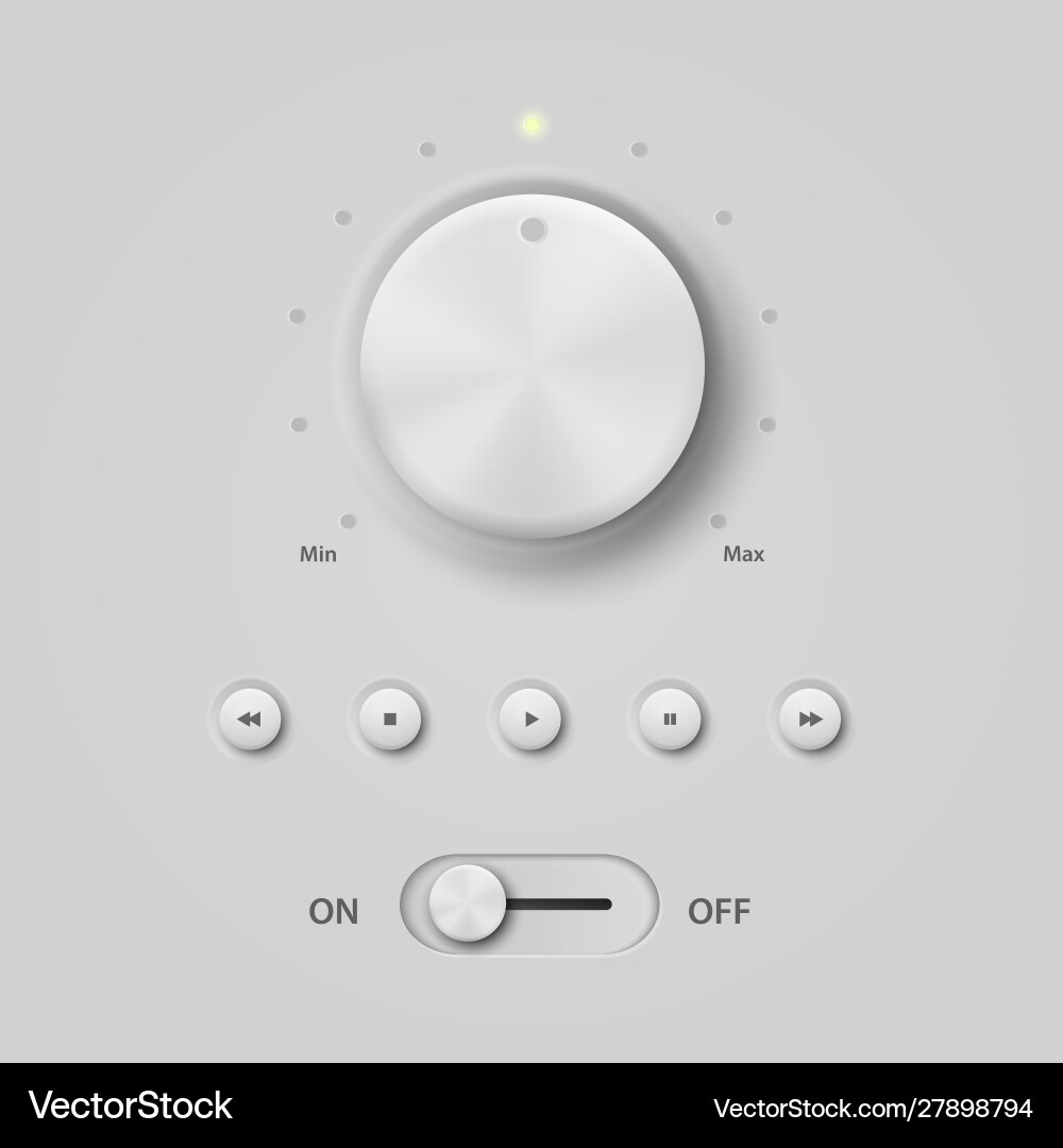 Realistic white plastic panel media audio player Vector Image