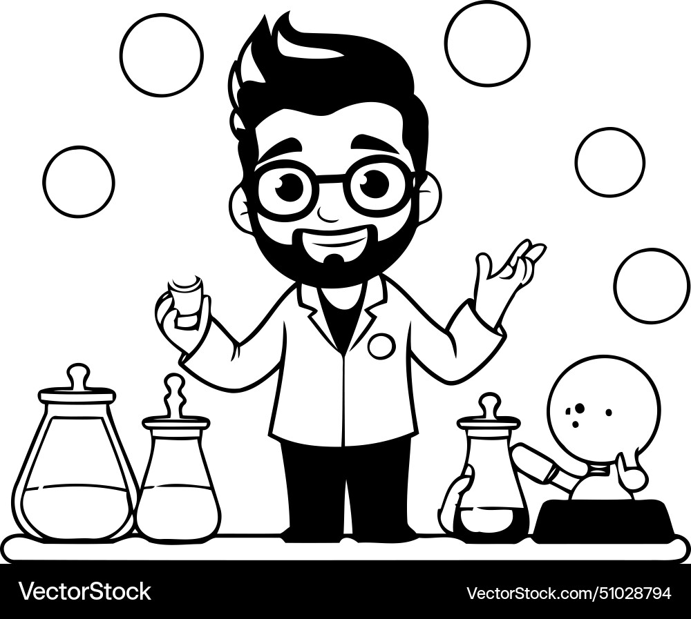 Scientist working in chemical laboratory Vector Image