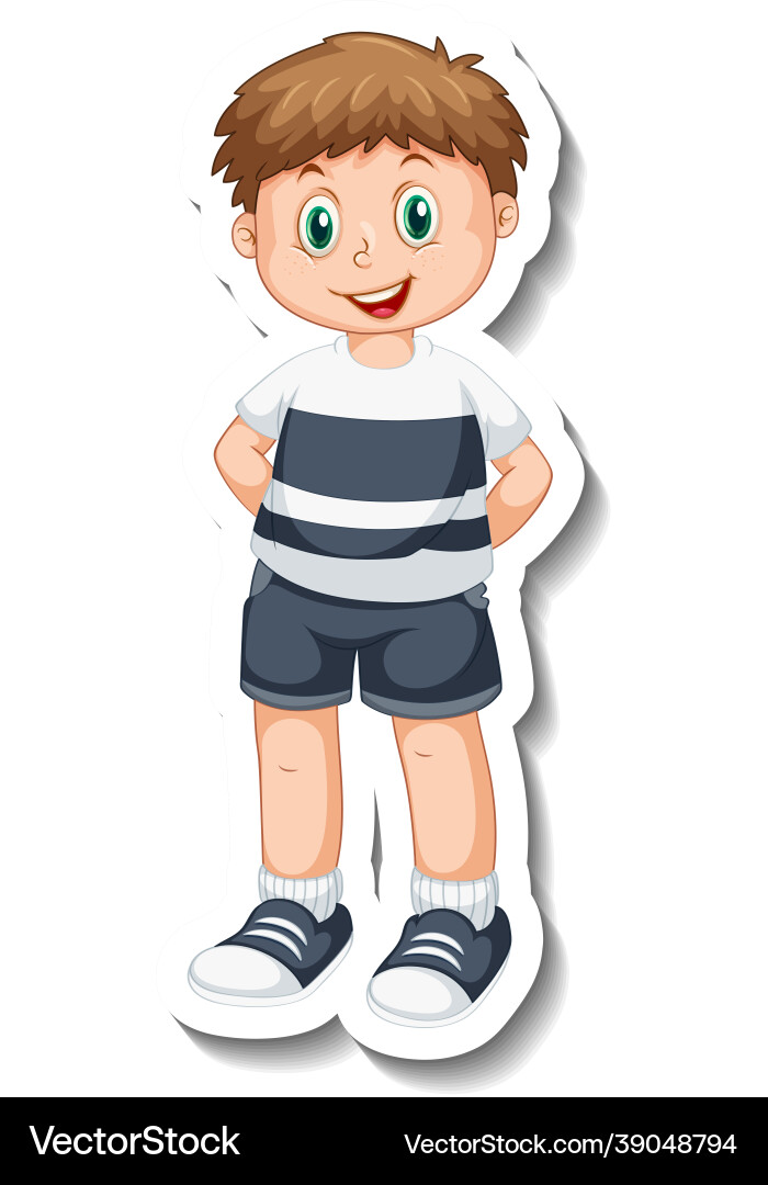 Sticker template with a boy cartoon character Vector Image