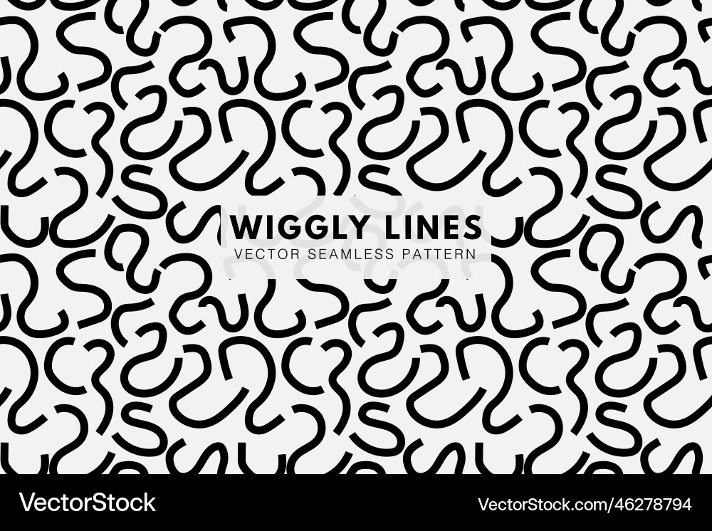 Wiggly squiggly black lines seamless pattern Vector Image