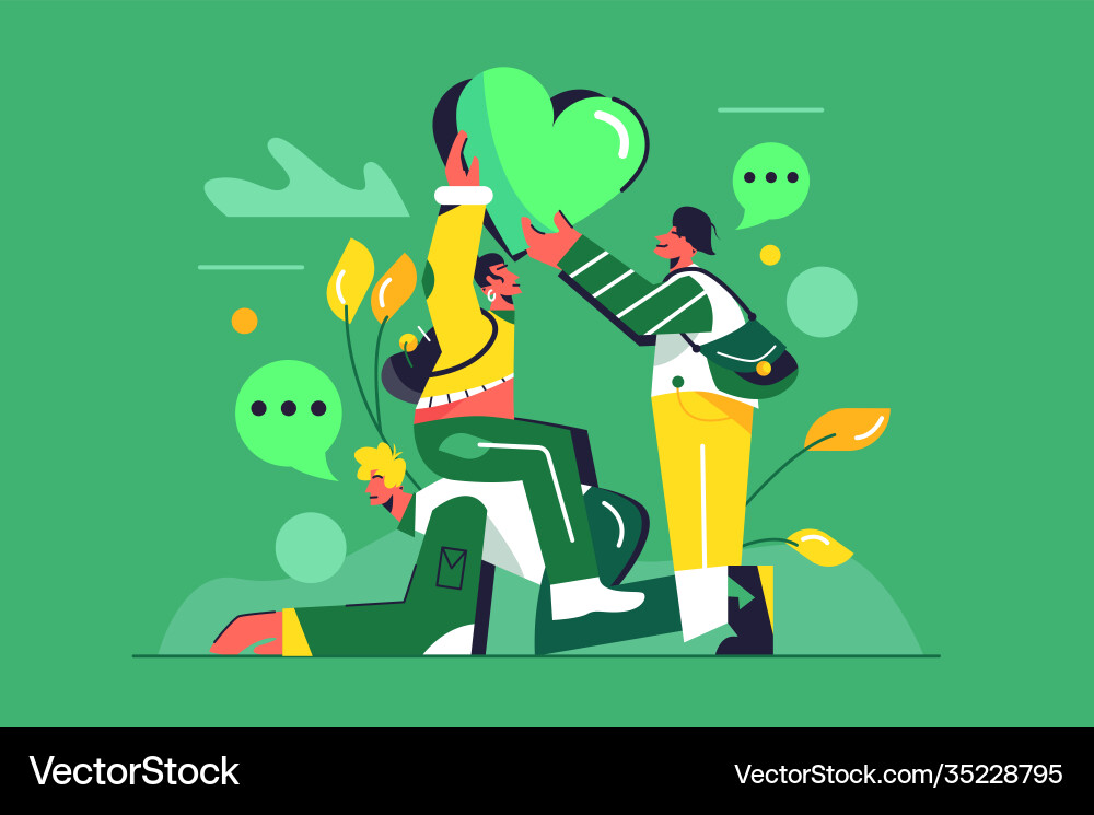 A group friends holding heart Royalty Free Vector Image