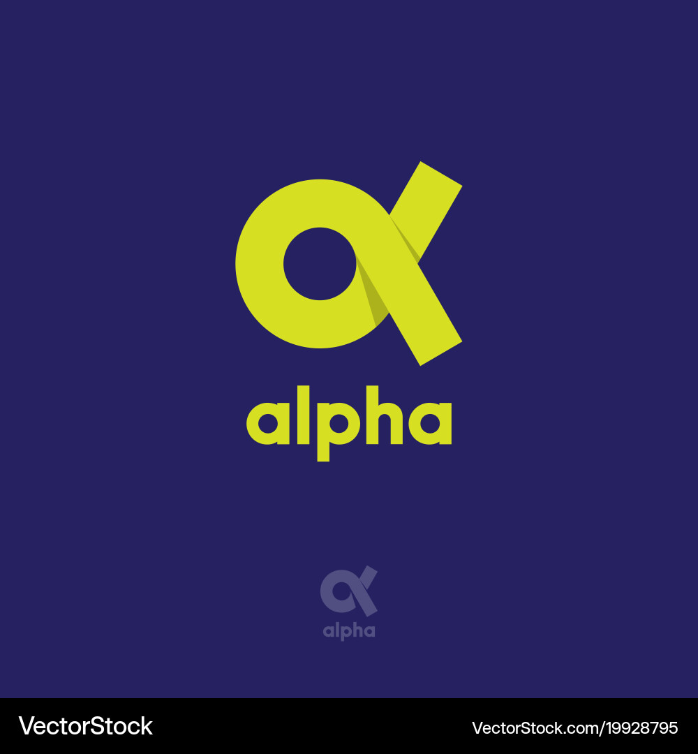Alpha logo origami emblem ribbon Royalty Free Vector Image