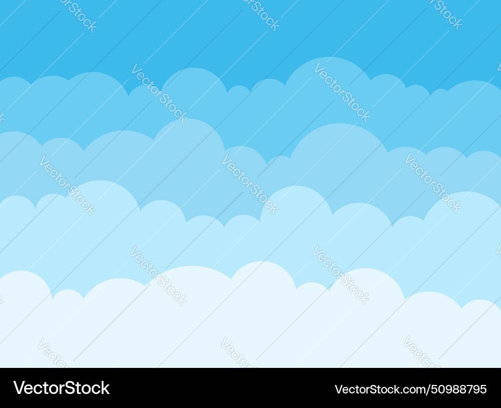 Blue sky with white clouds in flat style airy Vector Image