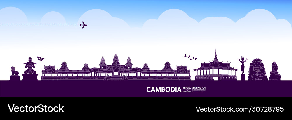 Cambodia travel destination Royalty Free Vector Image