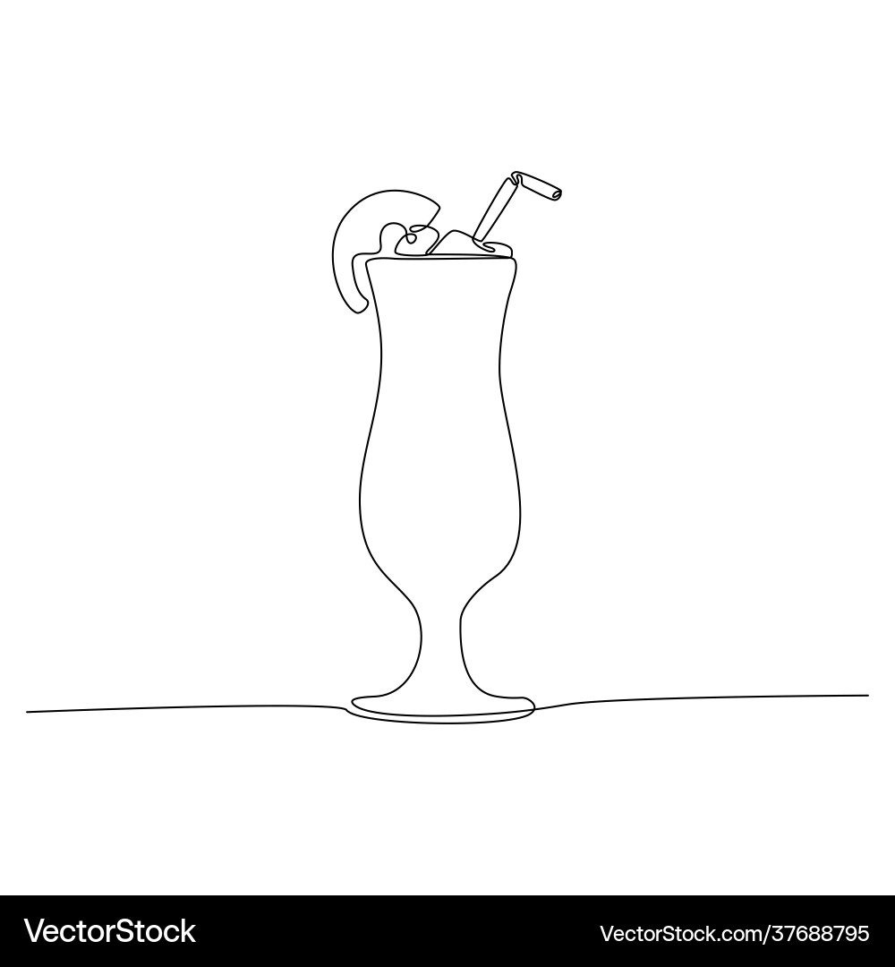 Continuous line drawing cocktail drink Royalty Free Vector