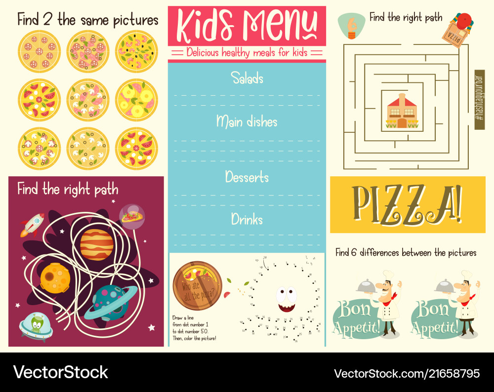 Kids menu Royalty Free Vector Image - VectorStock
