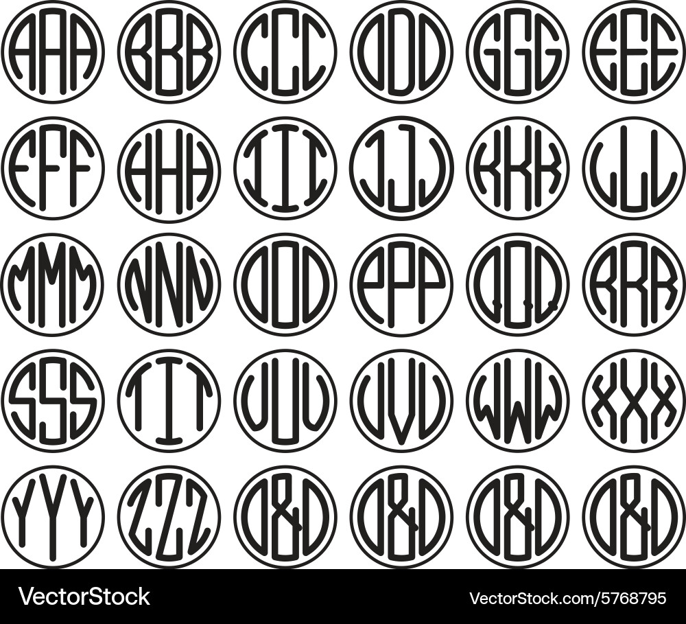 Vantage monogram alphabet labels badges Royalty Free Vector