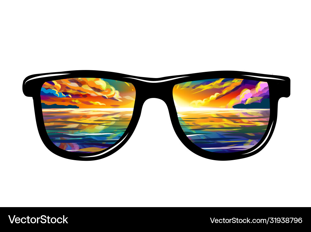 Black Sunglasses with Sunset Reflection Royalty Free Vector