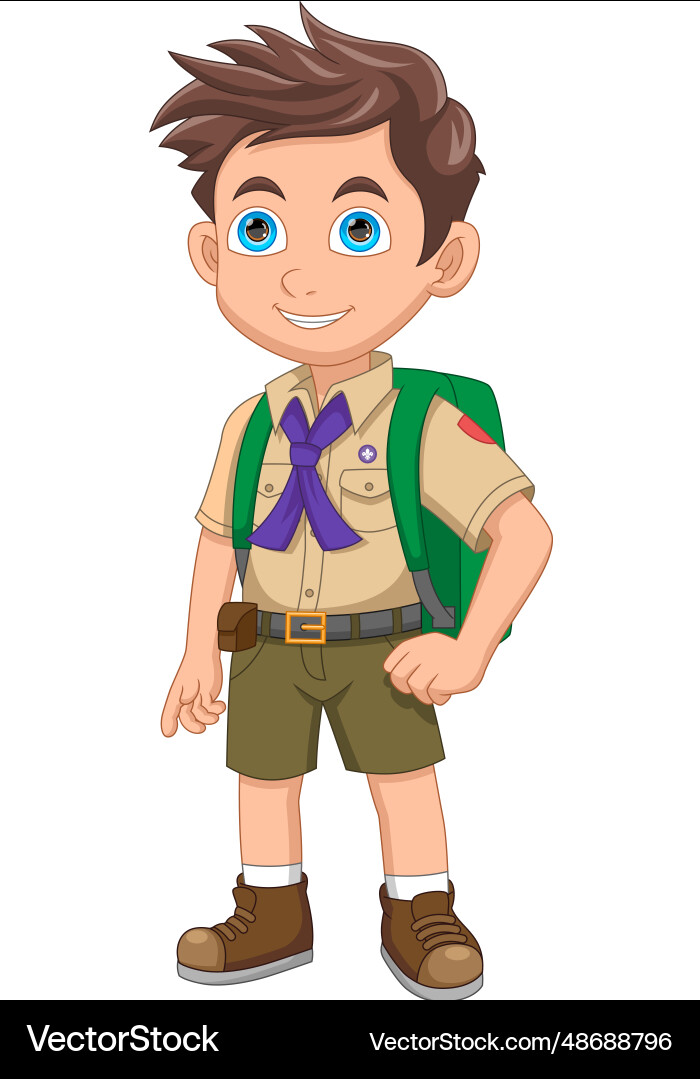 Cute boy scout cartoon Royalty Free Vector Image