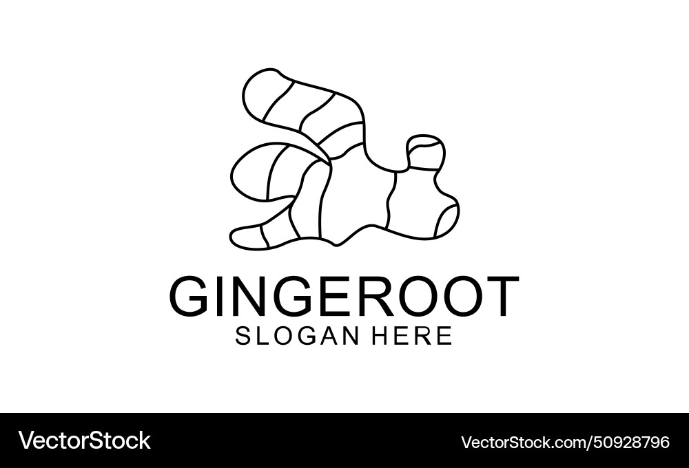 Ginger root logo round linear Royalty Free Vector Image