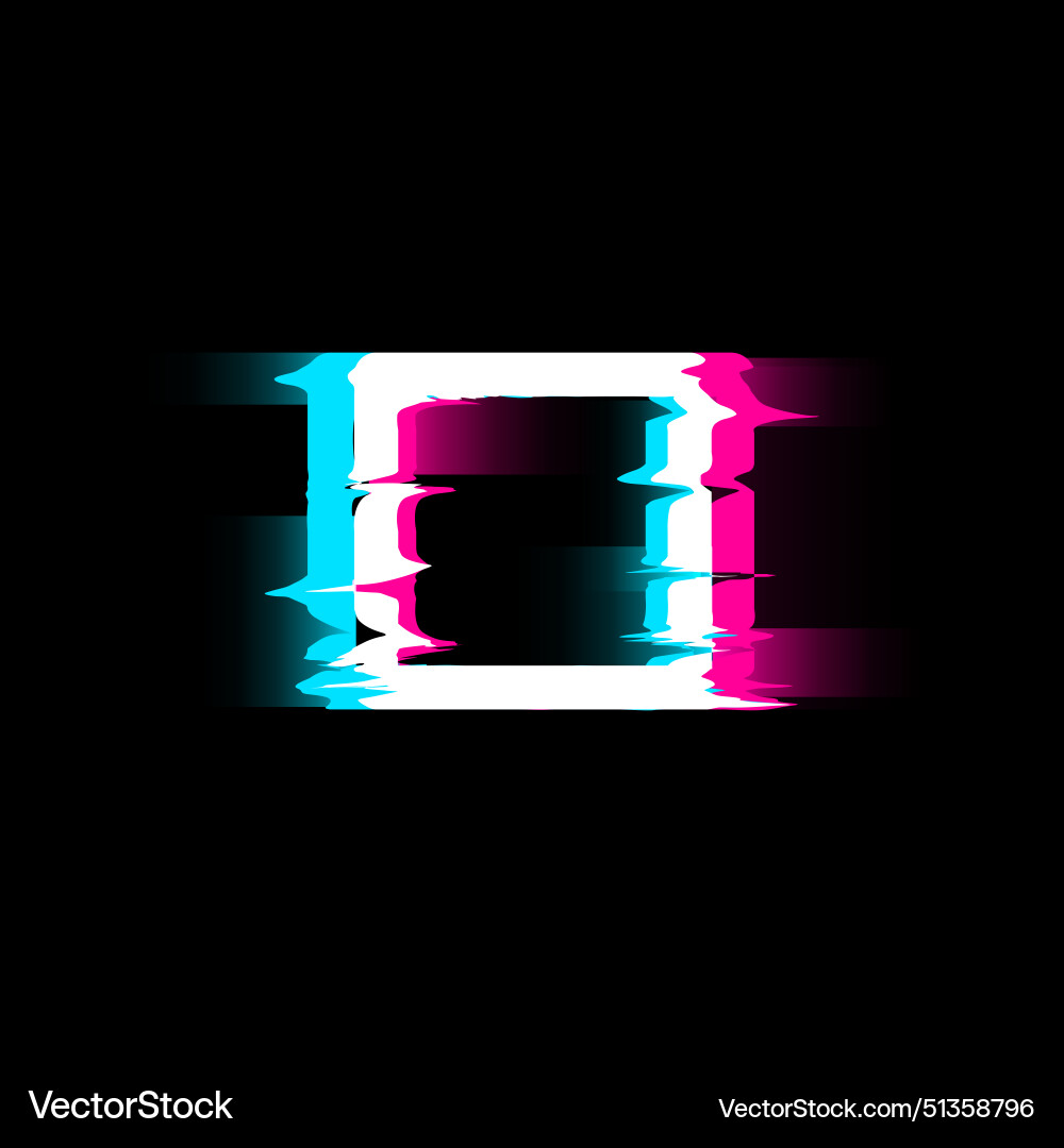 Glowing square with glitch and digital noise Vector Image
