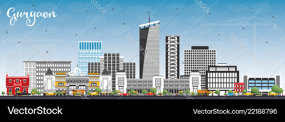 Gurgaon City Skyline Royalty Free Vector Image