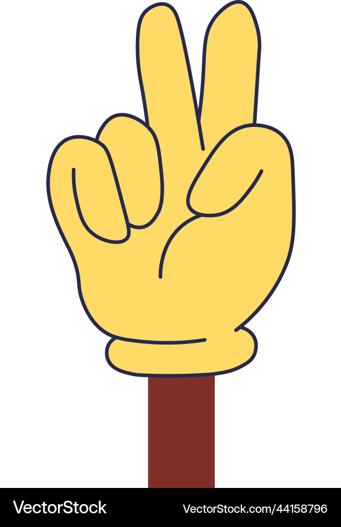 Hand gesture showing victory sign sticker Vector Image