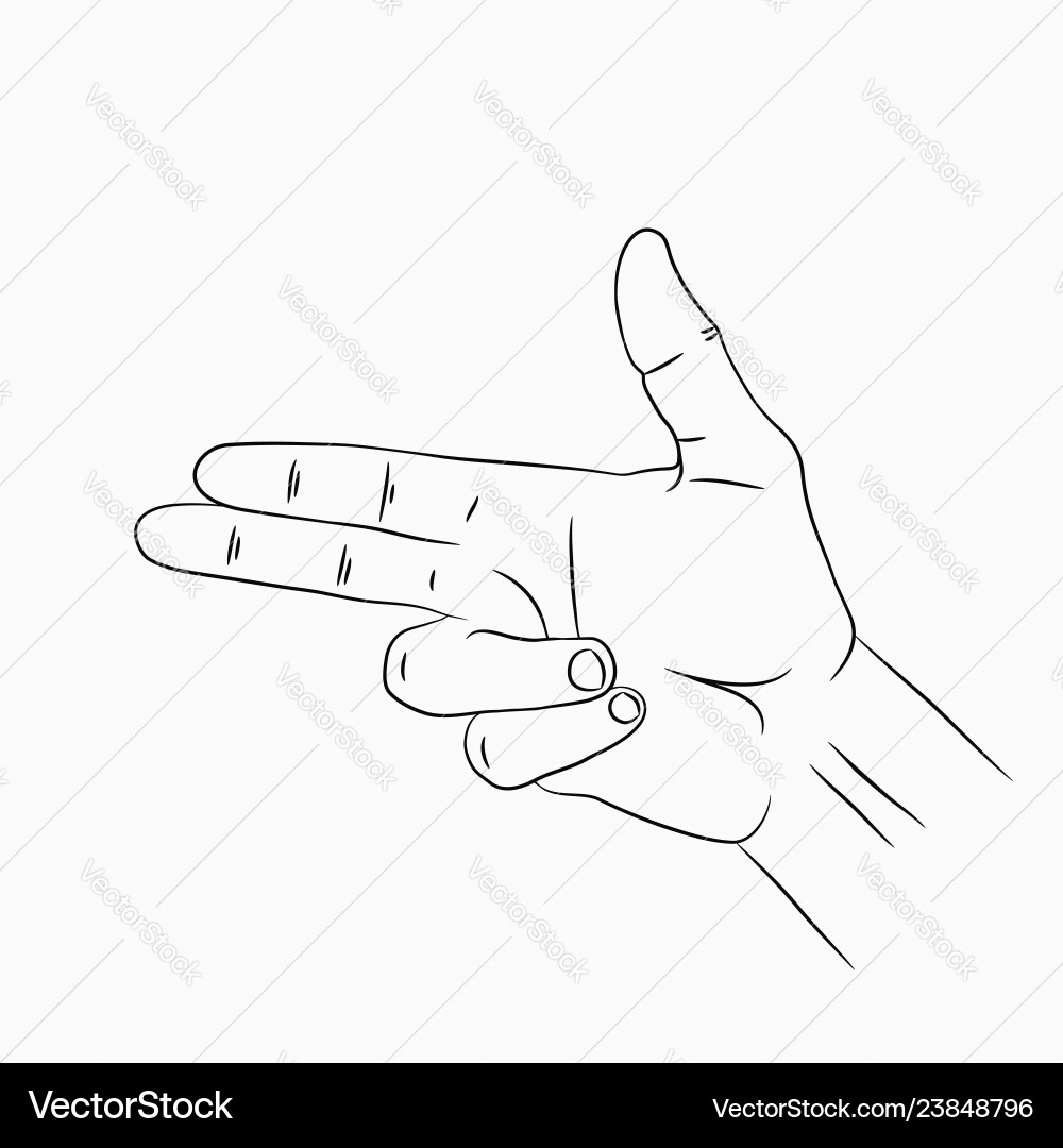 Hand gun or pistol gesture drawn sketch Royalty Free Vector