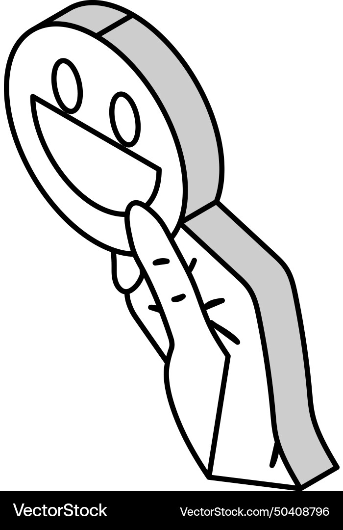 Hand holding smiley isometric icon Royalty Free Vector Image