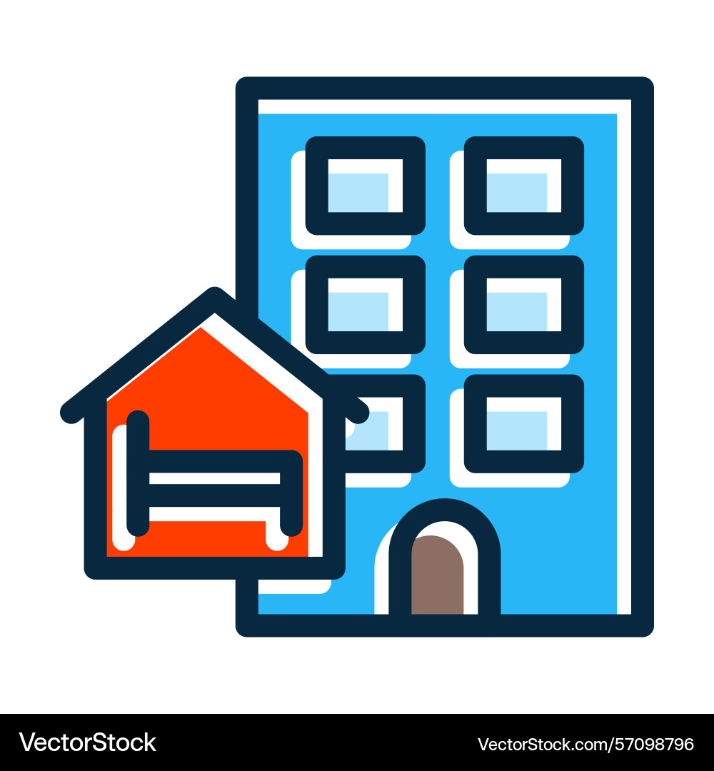 Hostel thick line filled dark colors icons Vector Image