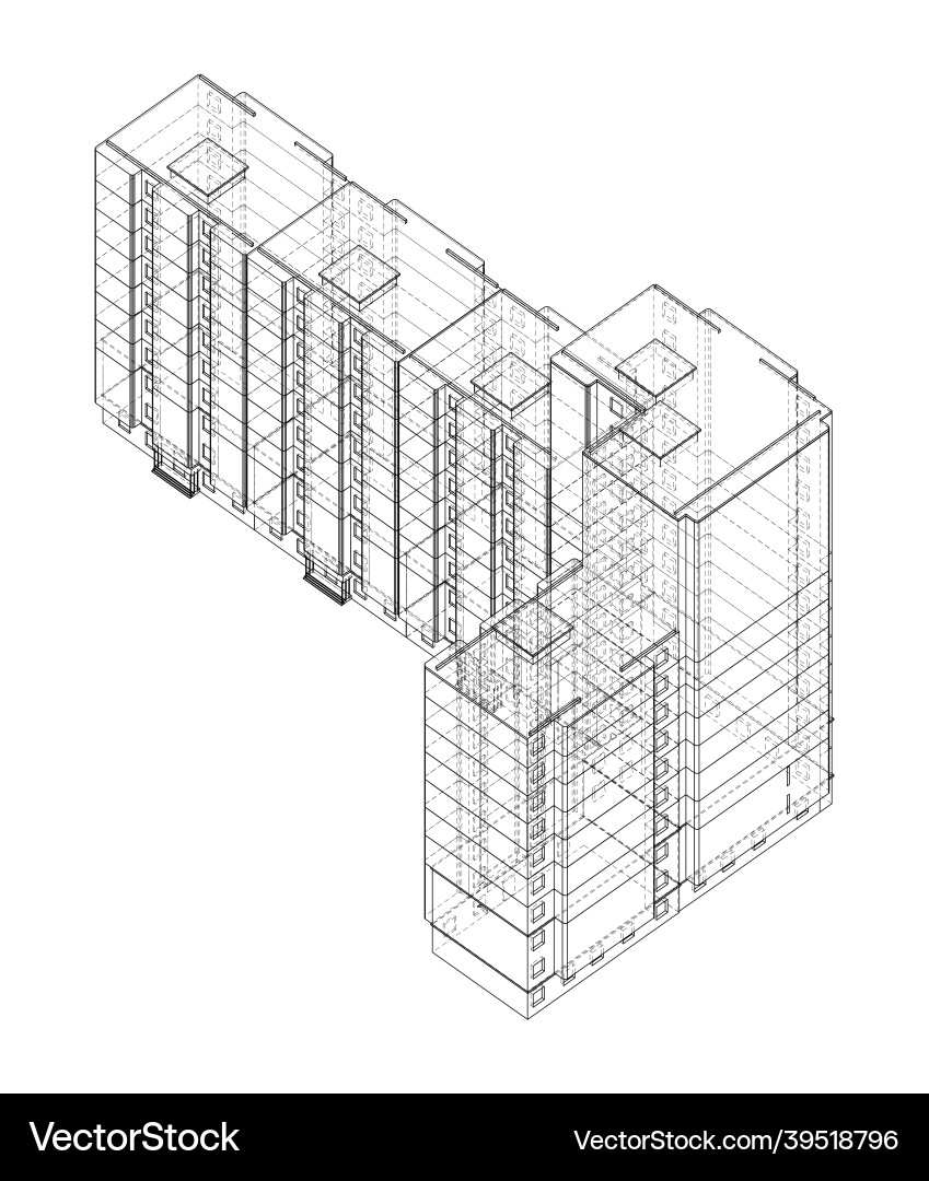 Multi-Story Residential Building Model Royalty Free Vector