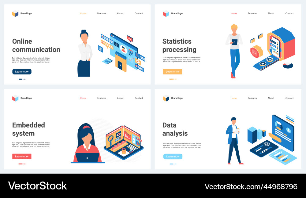 Online communication statistics analysis Vector Image