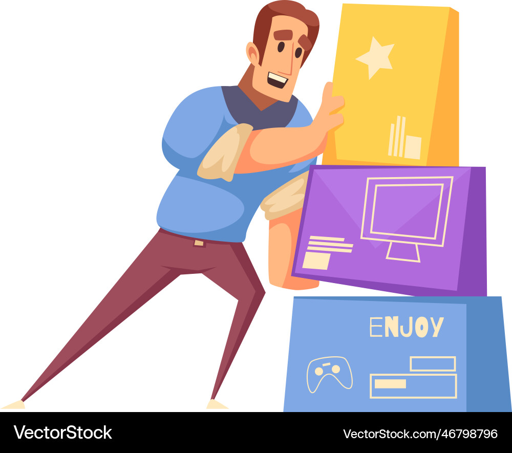Shopaholic cartoon Royalty Free Vector Image - VectorStock