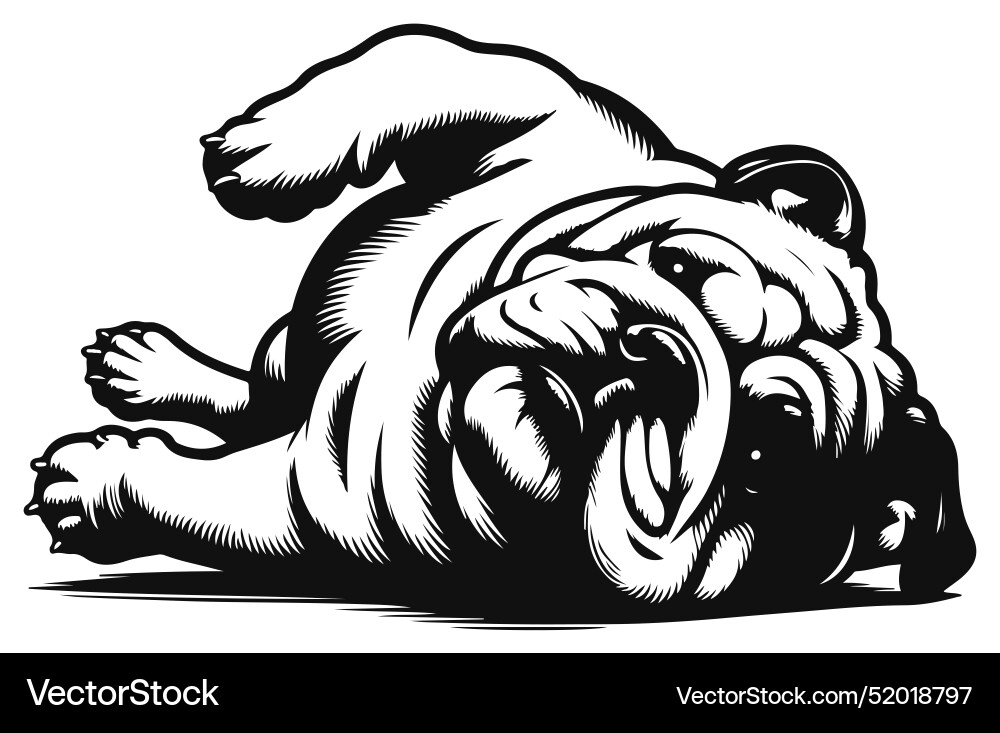 Bulldog rolling over silhouette design Royalty Free Vector