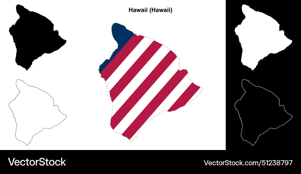Hawaii outline map Royalty Free Vector Image - VectorStock