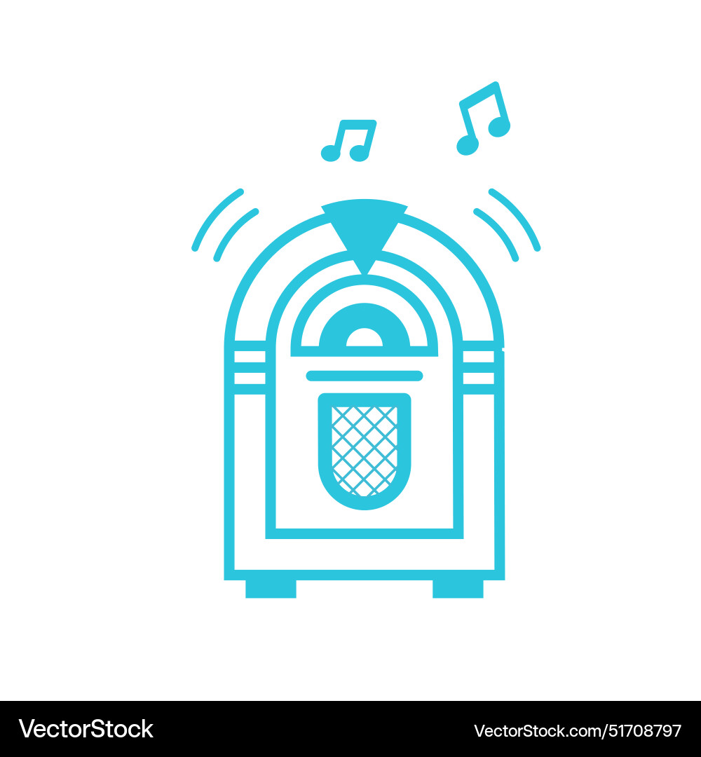 Jukebox Icon Music Note Key Button Icon. Song Melody On Circle Shape