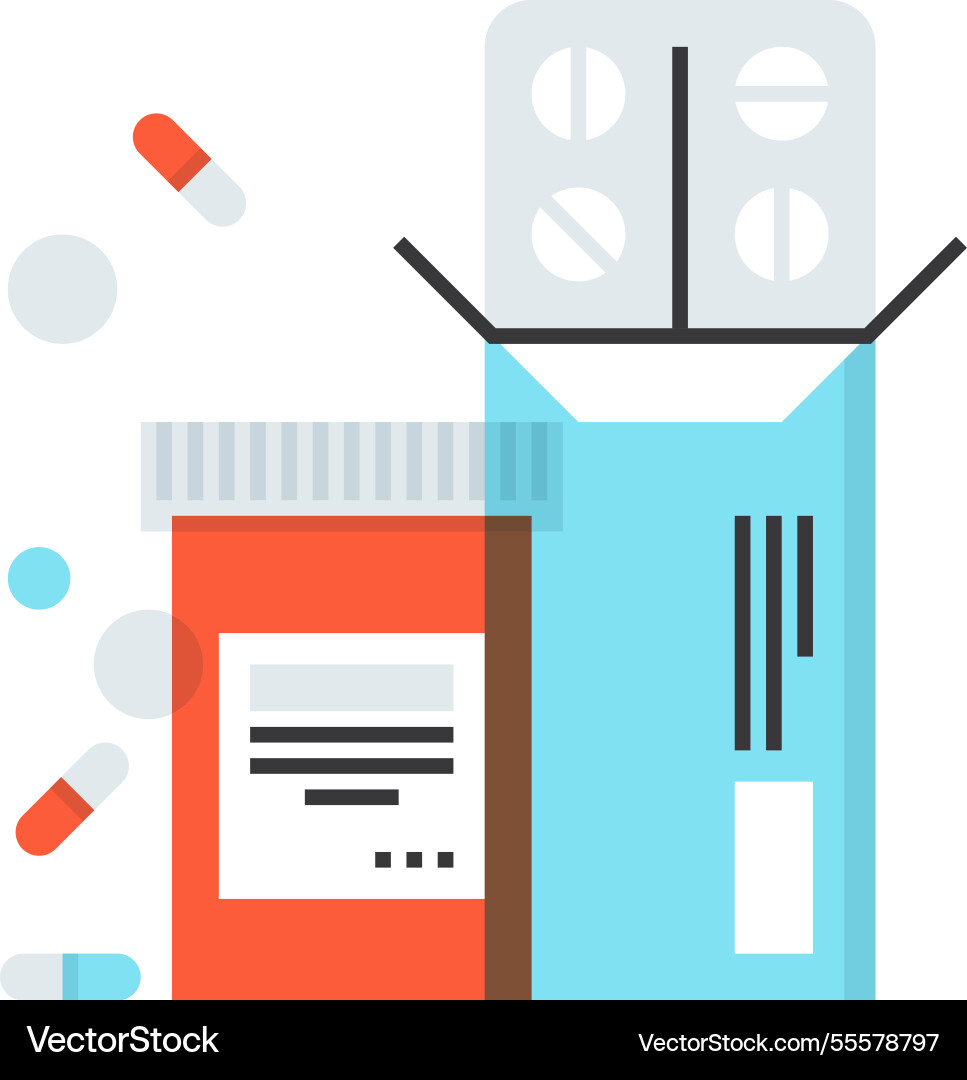 Medicaments flat line web icon concept Royalty Free Vector