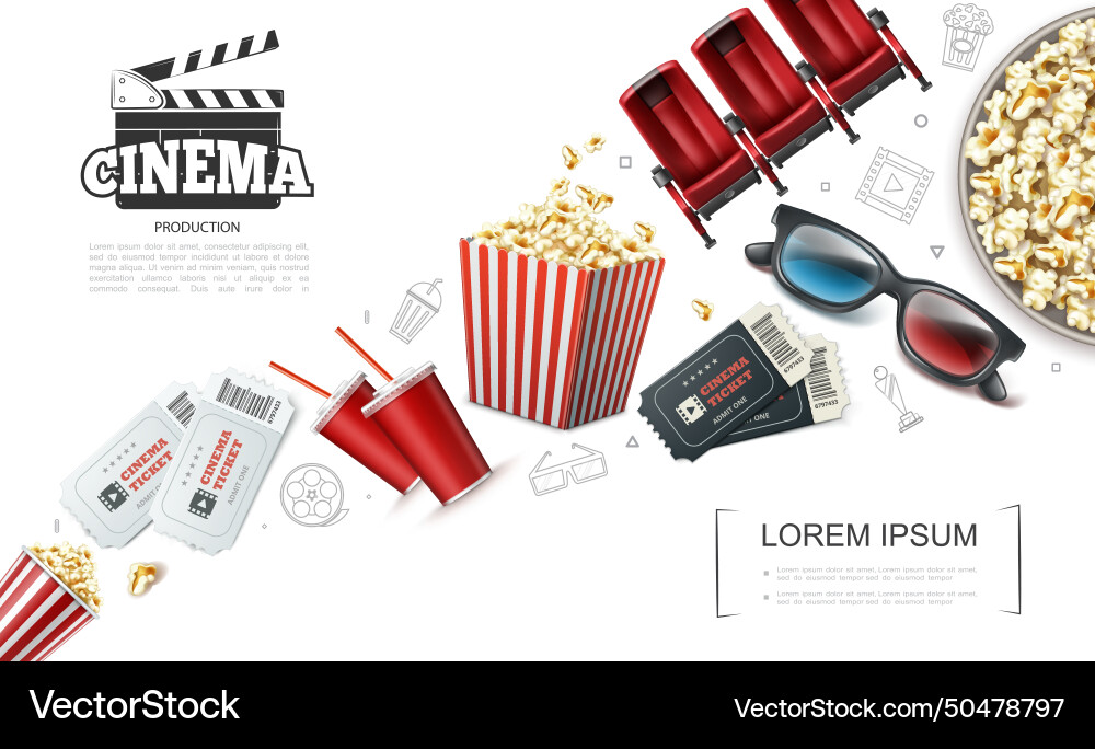 Realistic cinematography elements composition Vector Image