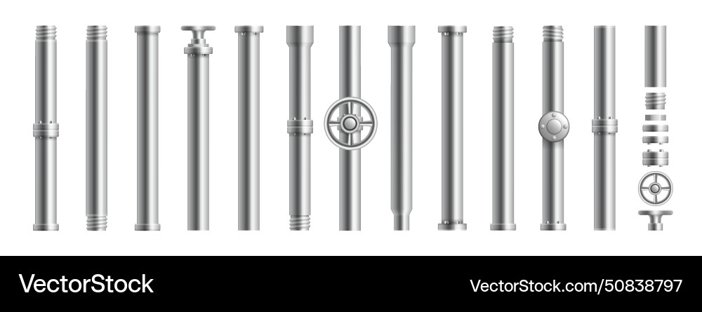 Realistic metal pipeline system for industry Vector Image