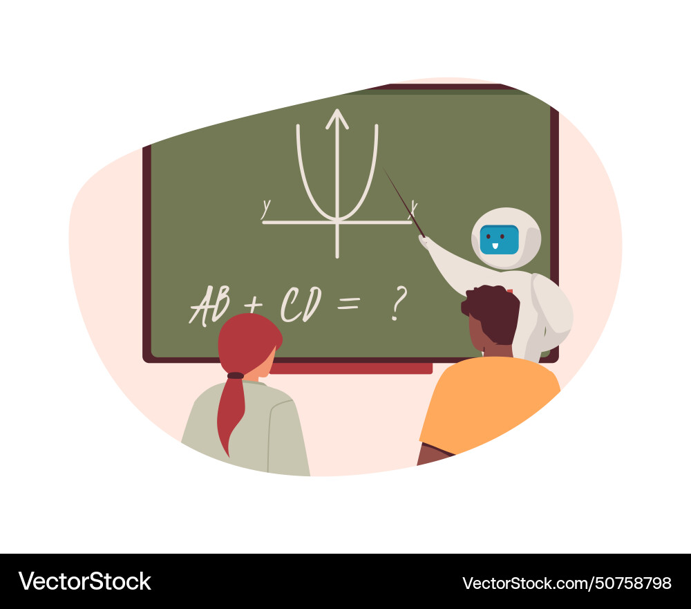 Ai in digital learning teaching children flat Vector Image
