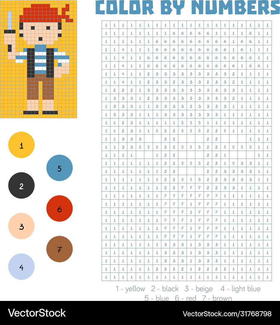 Color number pirate Royalty Free Vector Image - VectorStock
